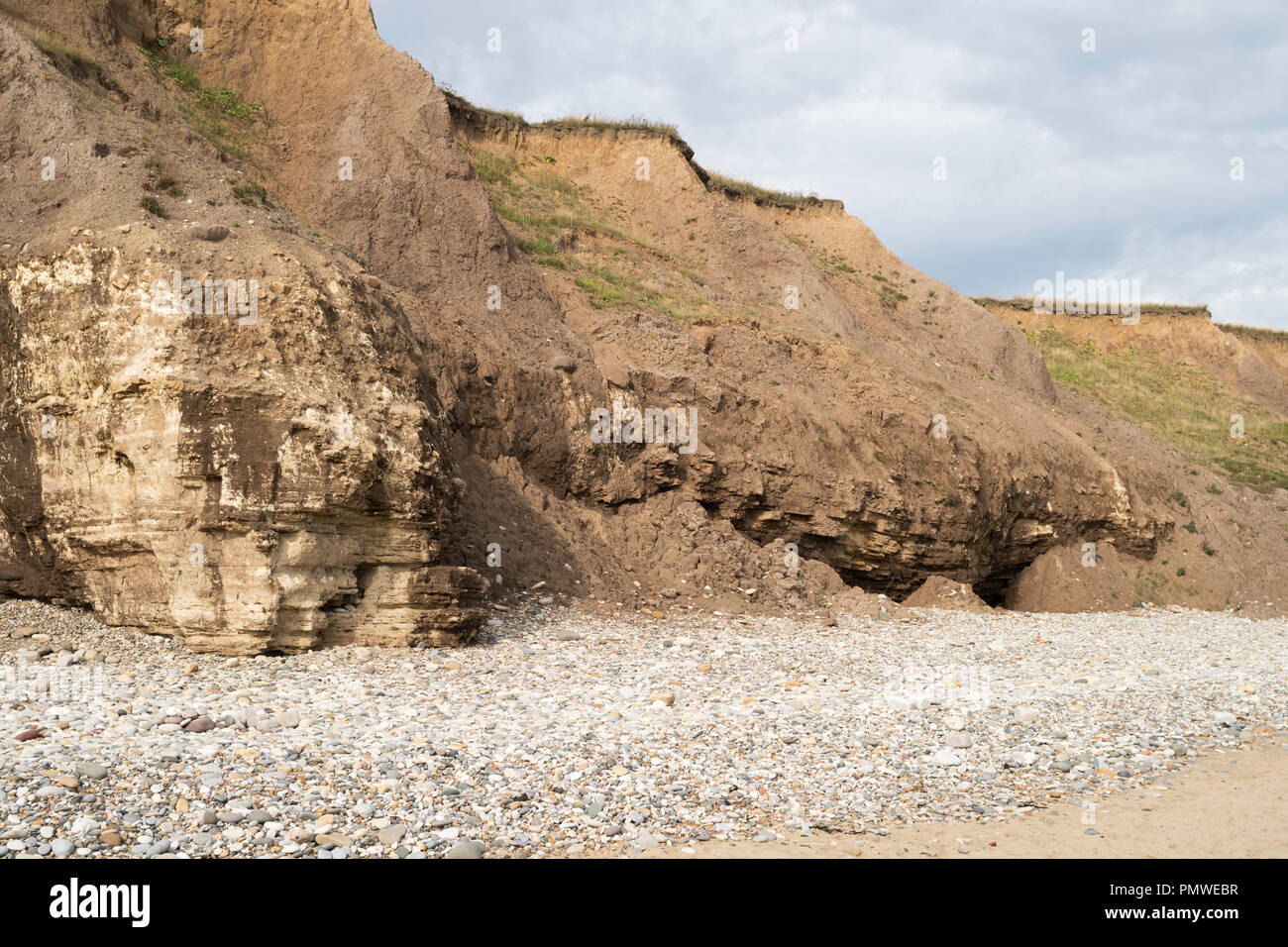 Coastal erosion of cliffs just north of Seaham, Co. Durham, England, UK ...