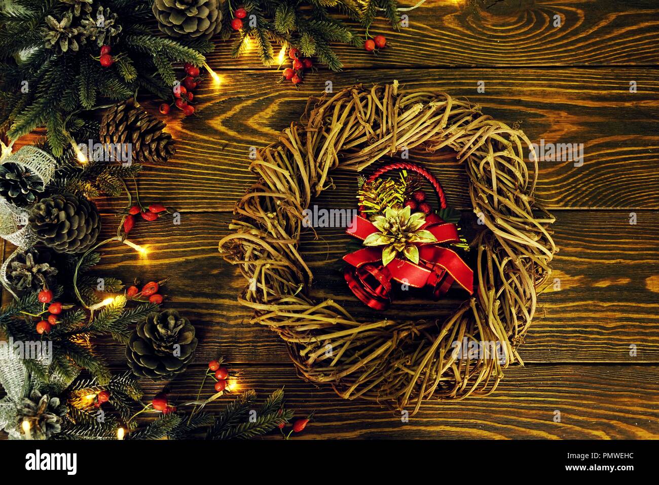 rustic styled , vintage style wooden texture background. Happy New Year ...