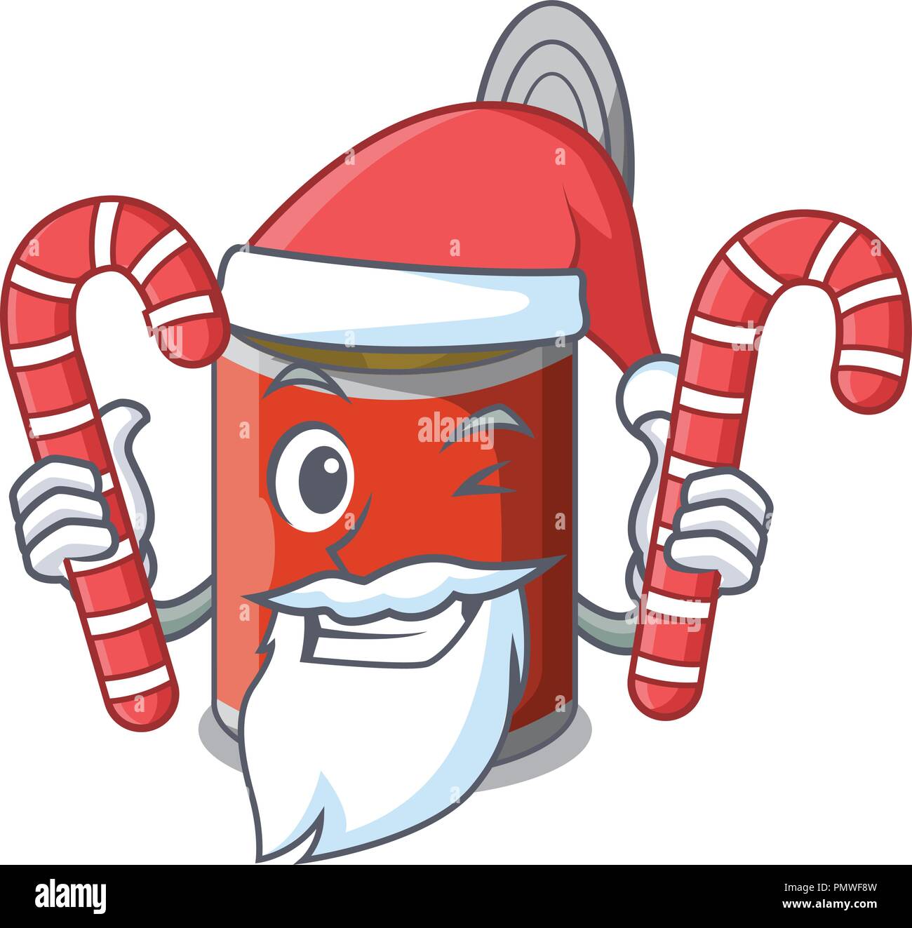 Santa with candy canned food on the tablecloth cartoon Stock Vector ...