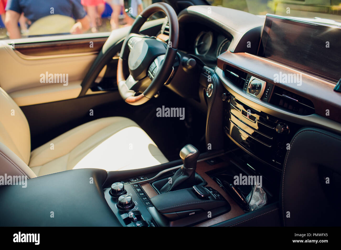 Car Interior Driver Side View. Modern Car Interior Design Stock Photo ...