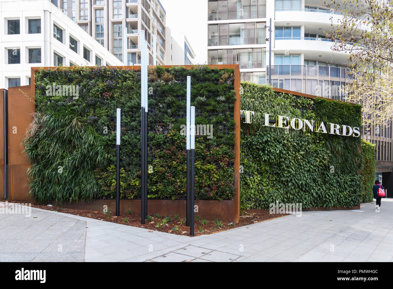 A large green wall next to the Pacific Highway in North Sydney. Its ...
