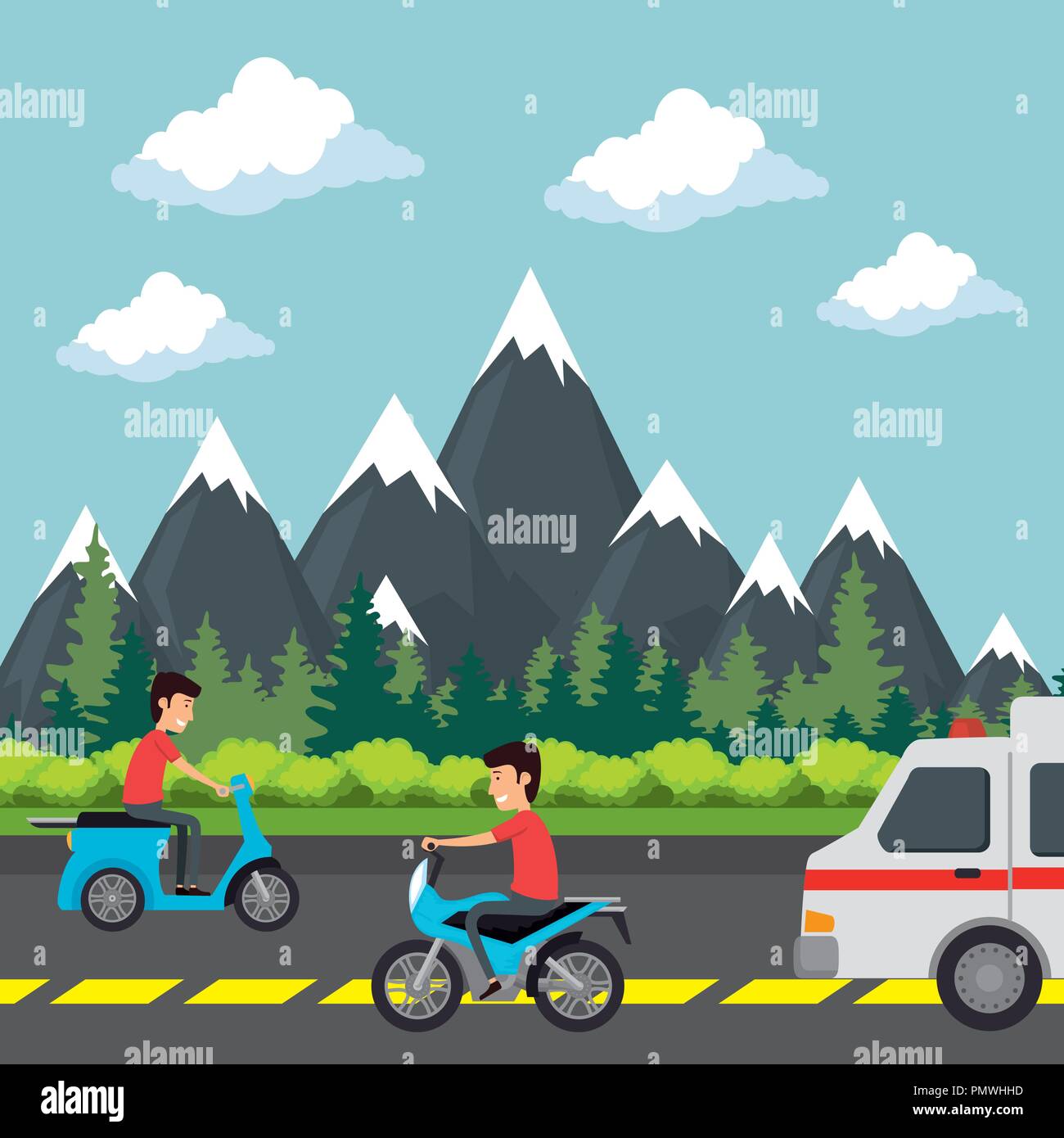 Ambulance night street Stock Vector Images - Alamy