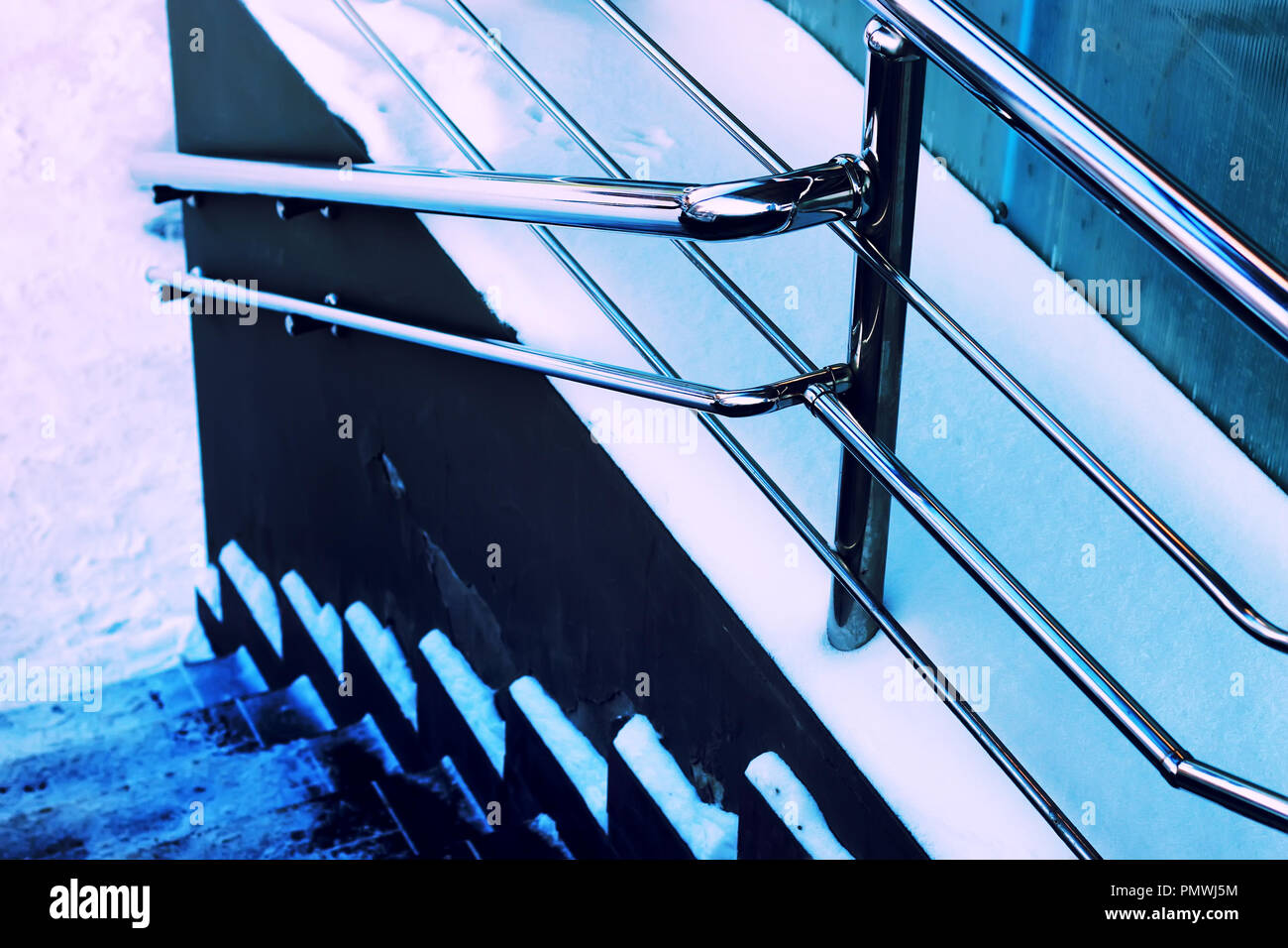 metal silver railing and stairs Stock Photo - Alamy