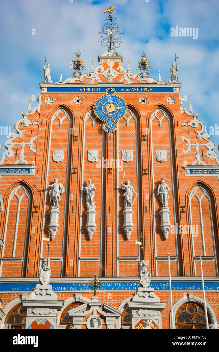 Riga House Of the Blackheads, view at sunset of the ornate grand gable ...