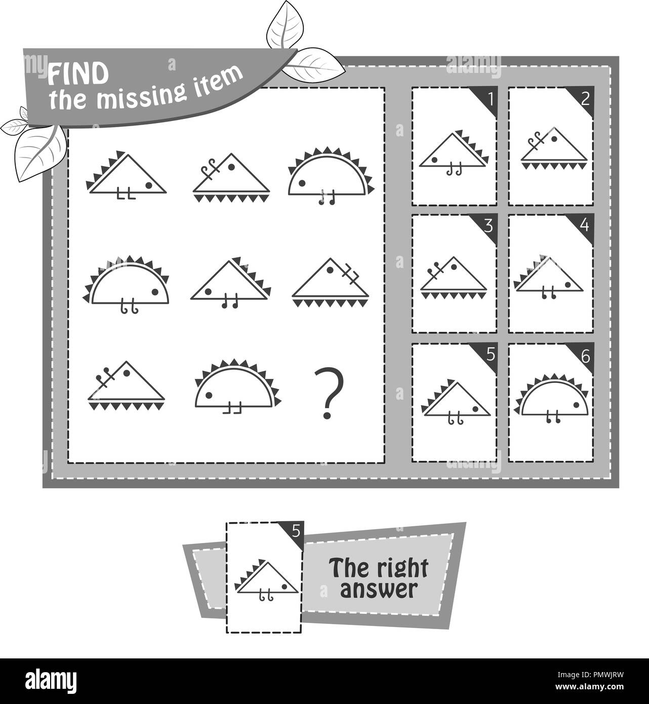 Visual Game for children and adults. Task game find the missing item ...