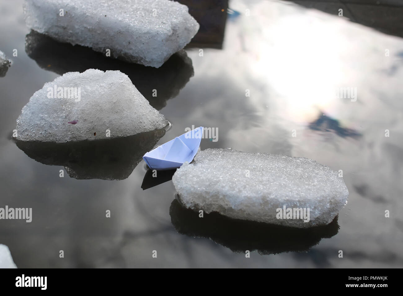 paper boat in a pool Stock Photo - Alamy