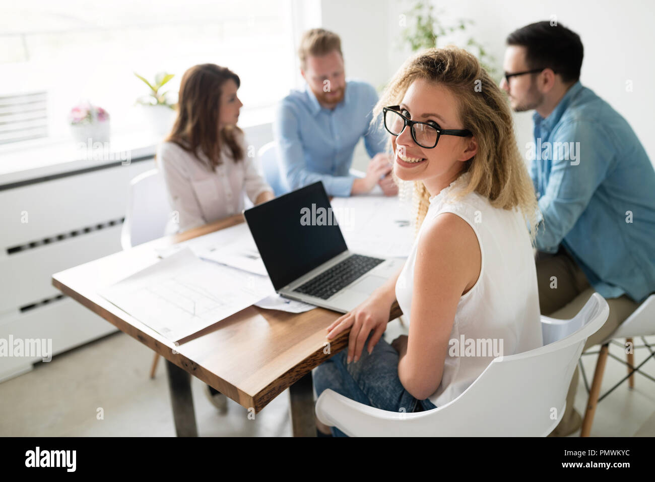 Portrait happy businessman team hi-res stock photography and images - Alamy