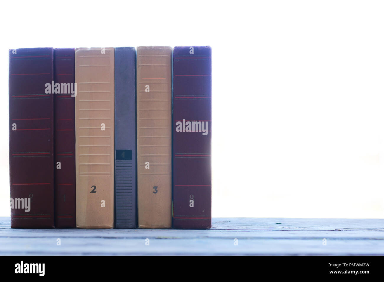 Leather books standing hi-res stock photography and images - Alamy