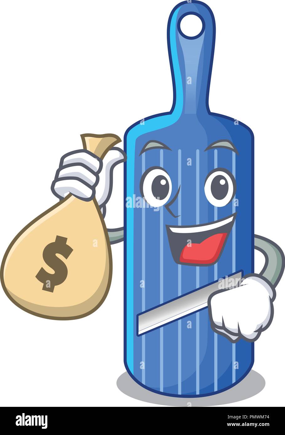 With money bag cut food on mandolin slicer cartoon Stock Vector Image ...