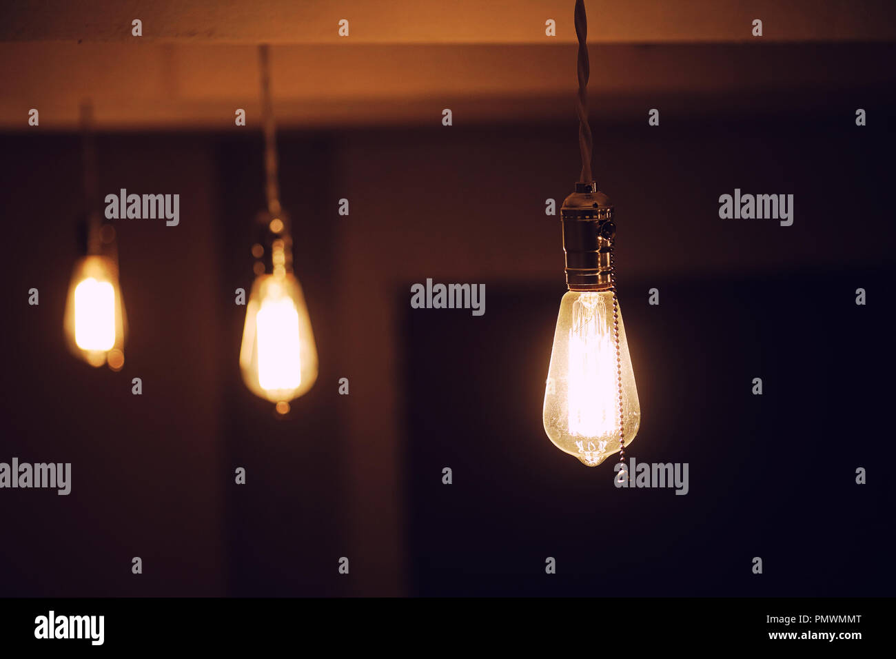 Lamps with tungsten filament. Edison's light bulb. Filament fila Stock ...