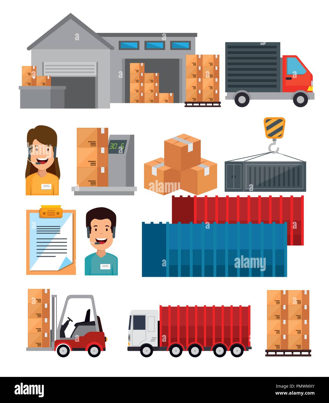 Logistics warehouse center loading Stock Vector Images - Alamy