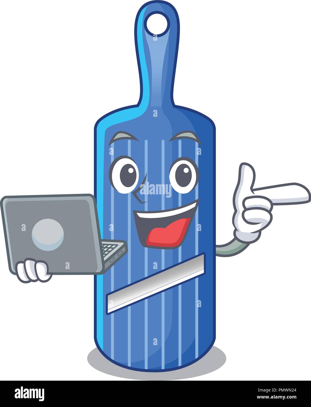 With laptop cut food on mandolin slicer cartoon Stock Vector Image ...