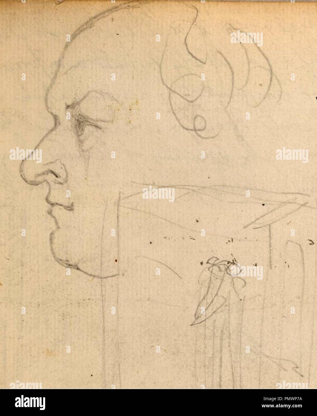Blake manuscript - Notebook - page 067-Profile of himself Stock Photo ...