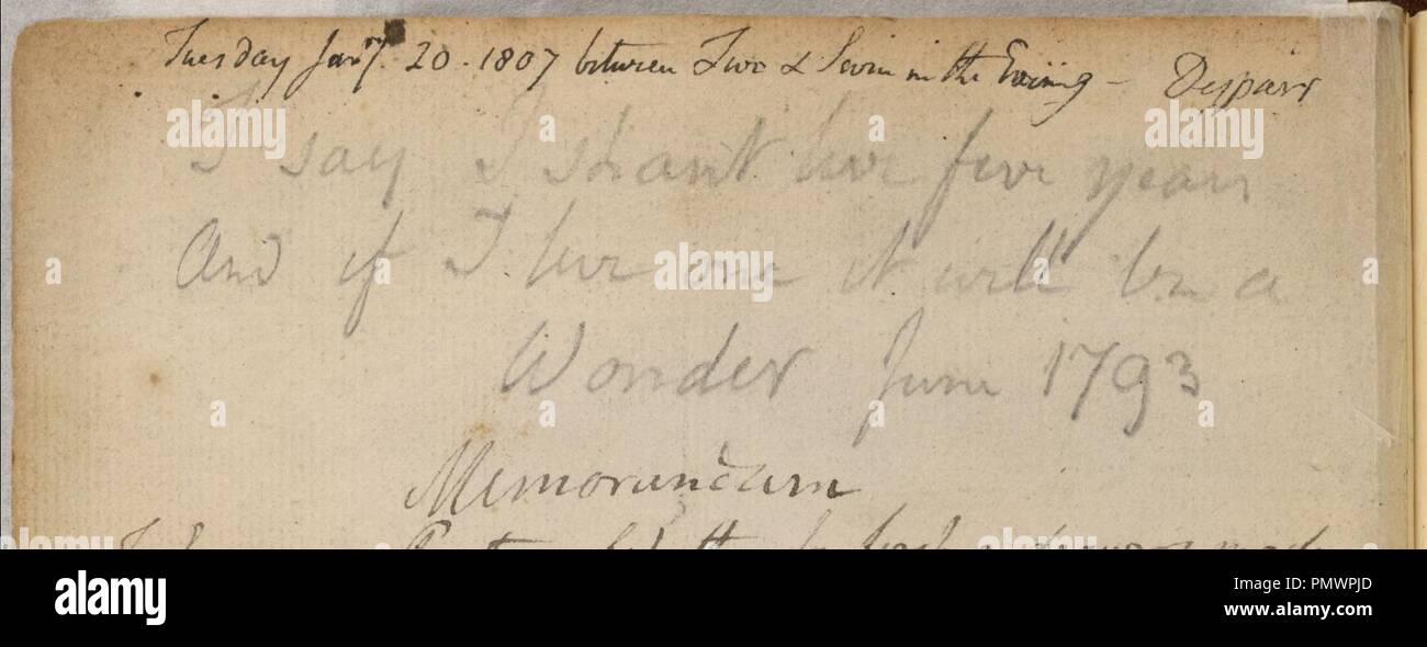 Blake manuscript - Notebook 62 - I say I shant live five years Stock ...