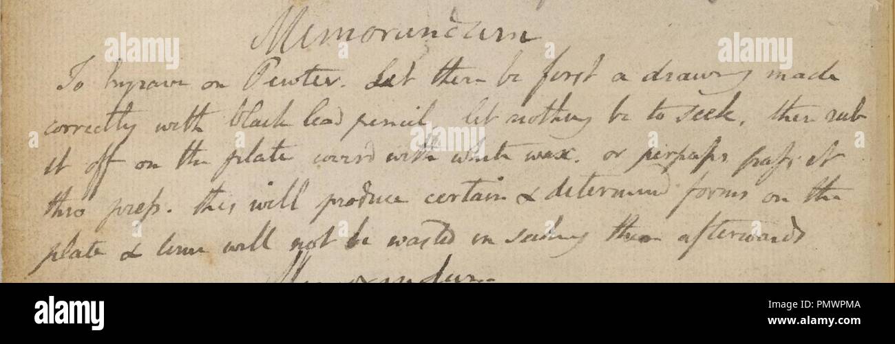 Blake manuscript - Notebook 1807 - 02 To Engrave on Pevter Stock Photo ...