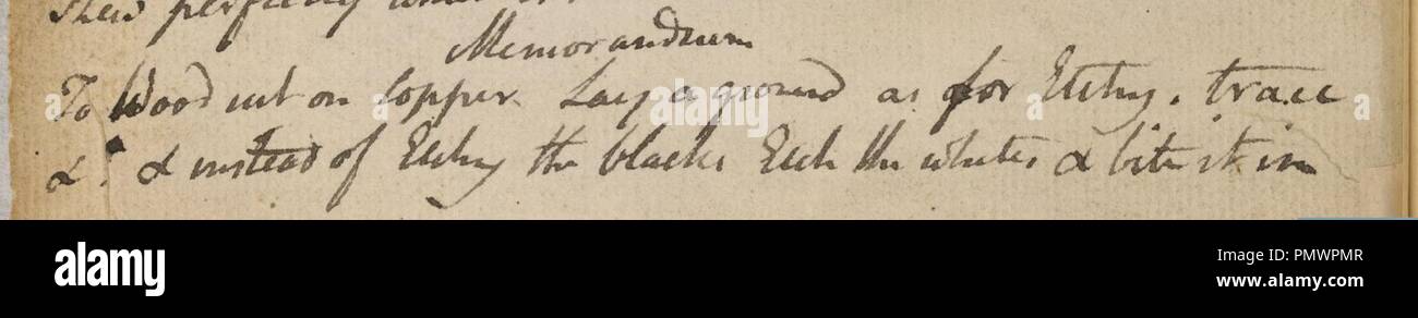 Blake manuscript - Notebook 1807 - 04 To Woodcut on Copper Stock Photo ...