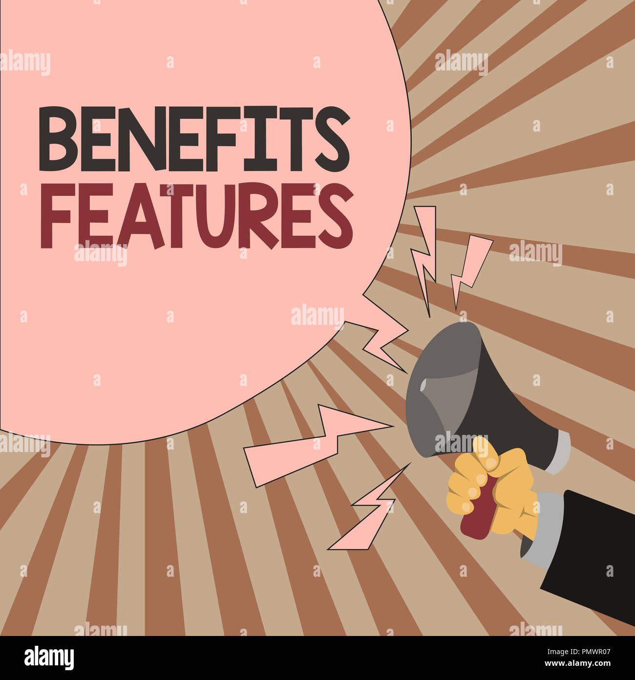 Word writing text Benefits Features. Business concept for Making a ...