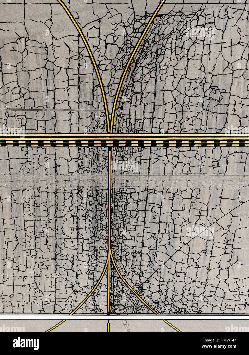 Aerial view cracked cement highway Stock Photo - Alamy
