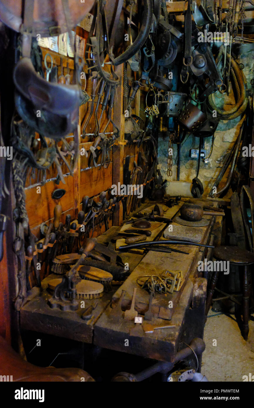 Saddler workshop in Ryedale Folk Museum, Hutton le Hole, Yorkshire, UK ...