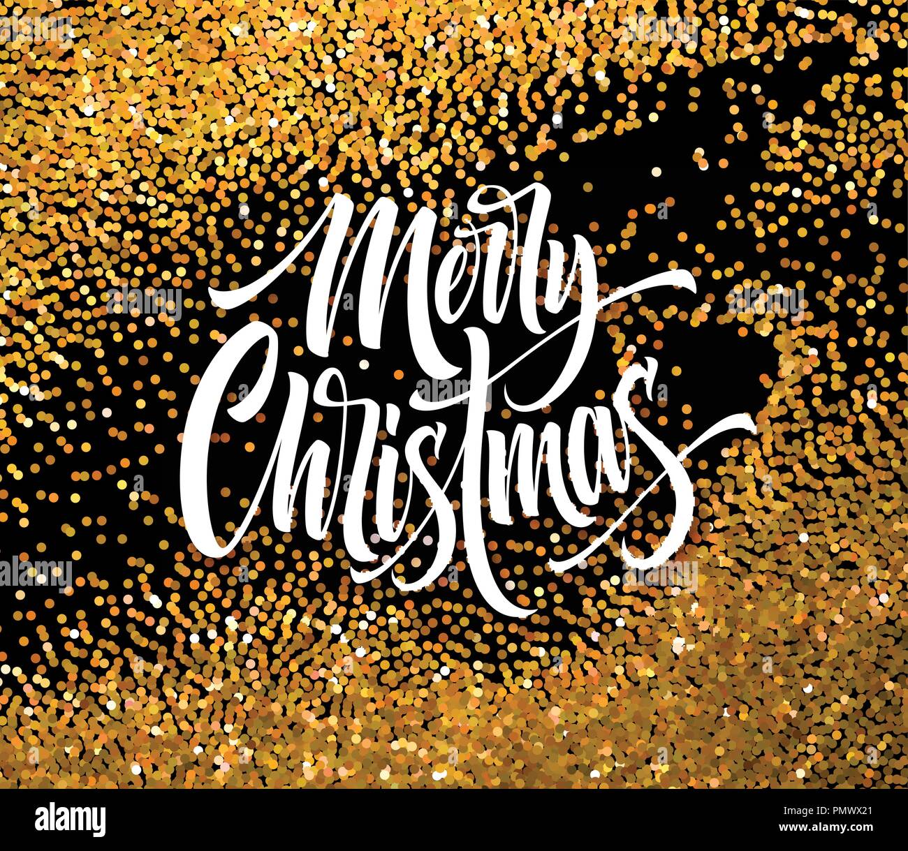 Merry Christmas greeting card glitter vector template Stock Vector ...