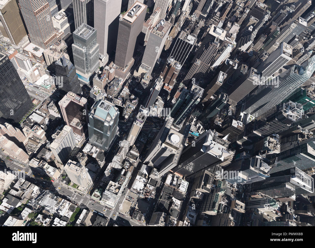Aerial view sunny city skyline, New York City, New York, USA Stock ...