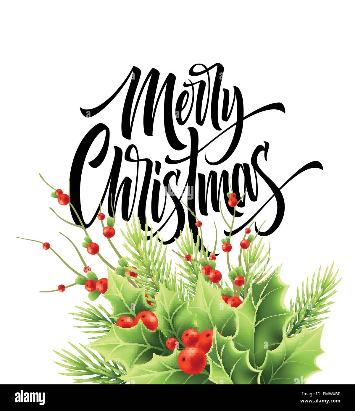 Merry christmas handwritten calligraphic Stock Vector Images - Alamy