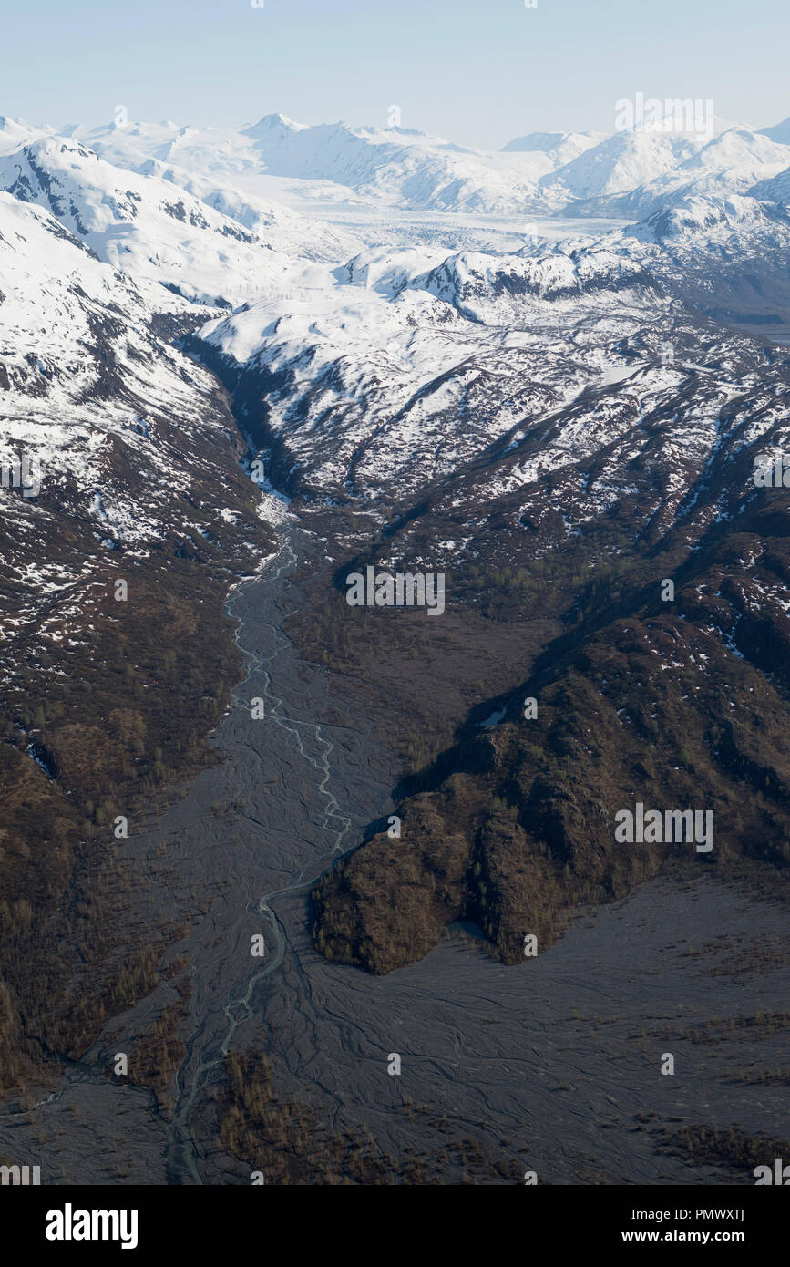 Snowy mountains and Colony Glacier, Knik Valley, Anchorage, Alaska, USA ...