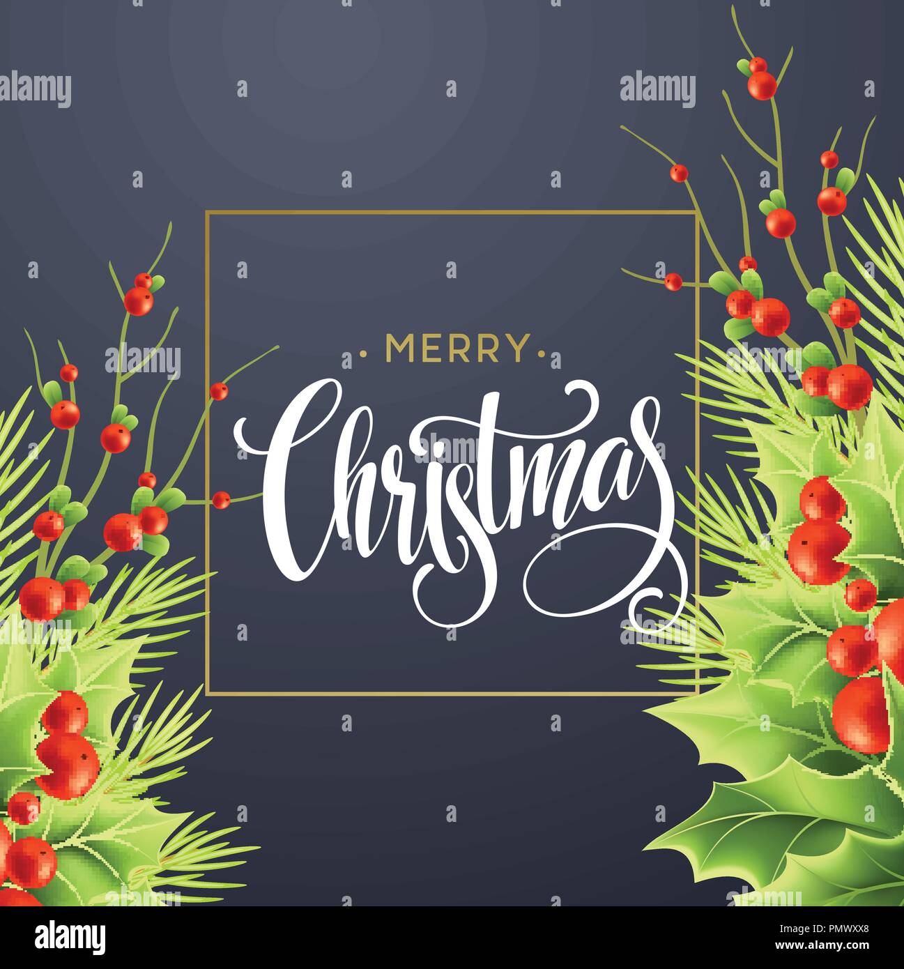 Holly berries christmas card Stock Vector Images - Alamy