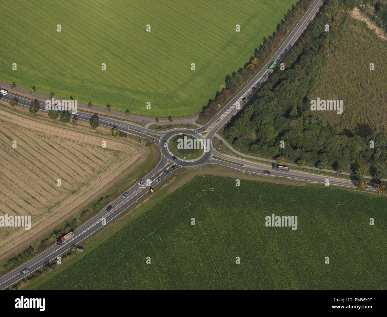 Aerial view roundabout hi-res stock photography and images - Alamy