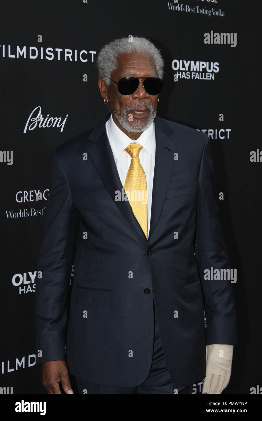 Morgan Freeman at the Los Angeles premiere of Film District's "Olympus ...