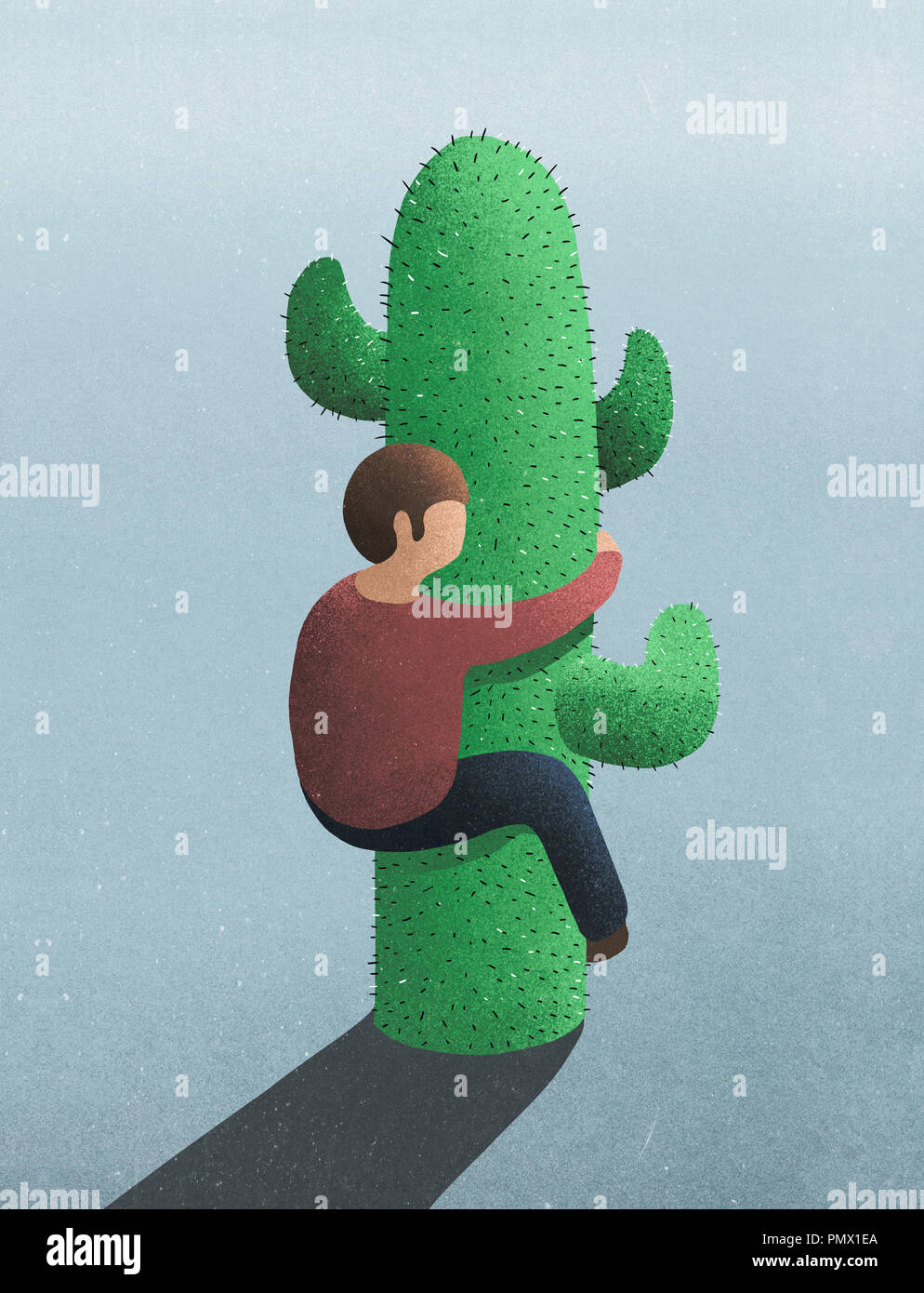 Hugging prickly cactus vector or color illustration hi-res stock ...