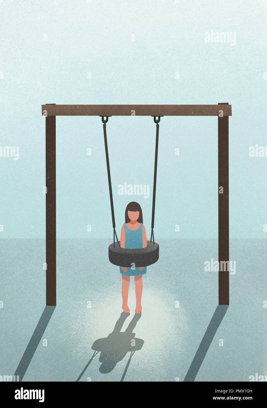 Overweight girl stuck in tire swing Stock Photo - Alamy