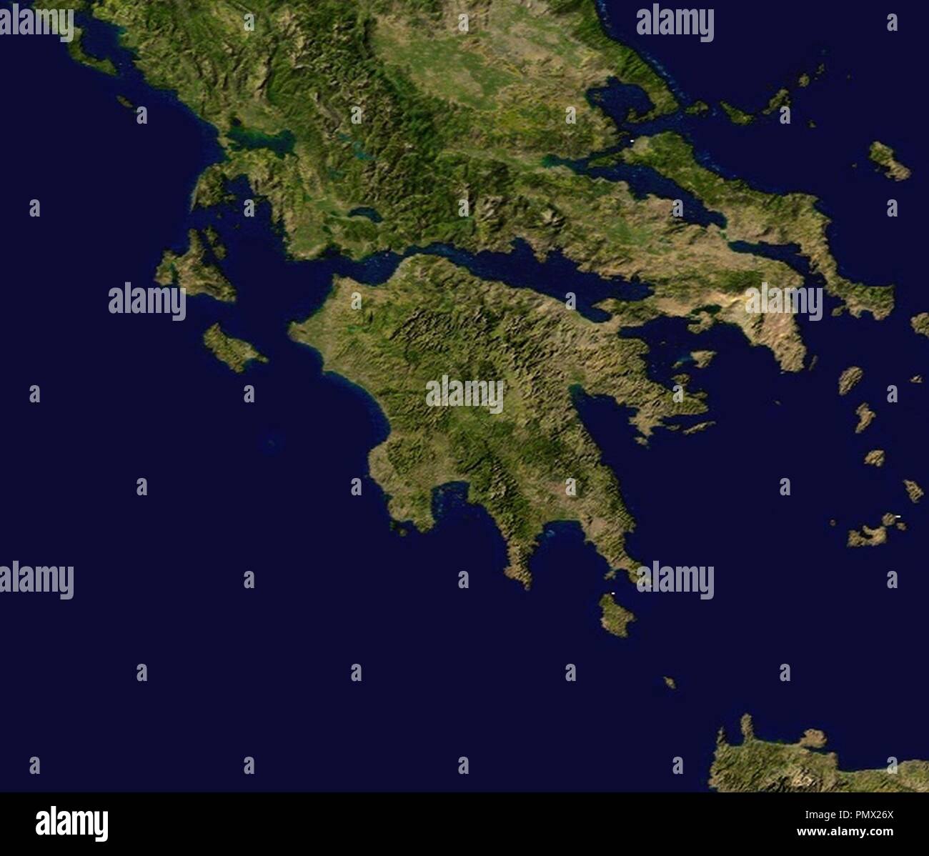 Blue Marble map peloponnes section Stock Photo - Alamy
