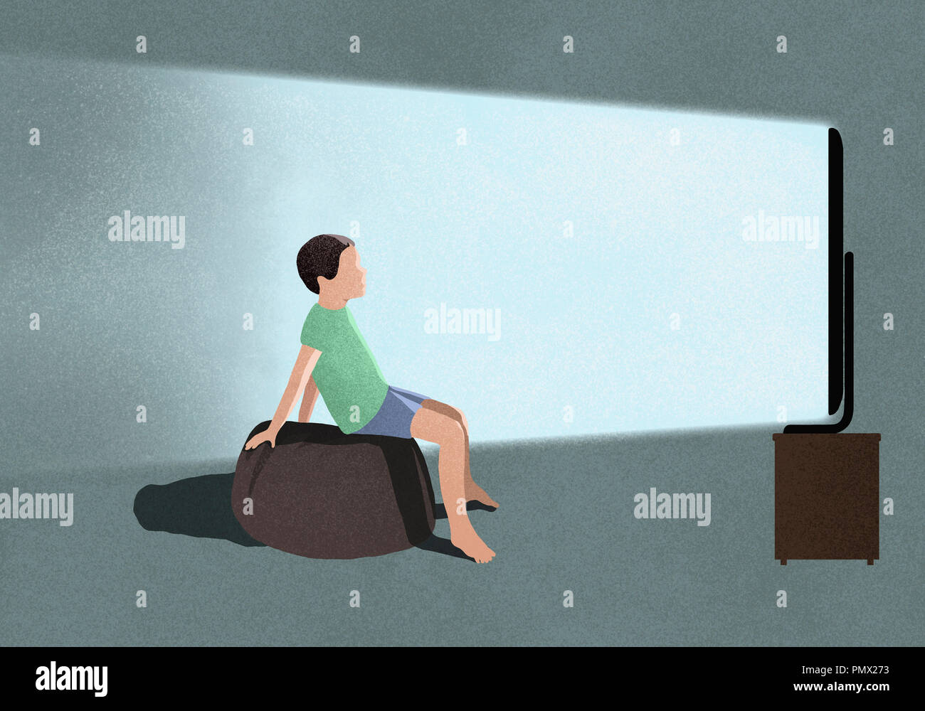 Boy watching TV Stock Photo - Alamy