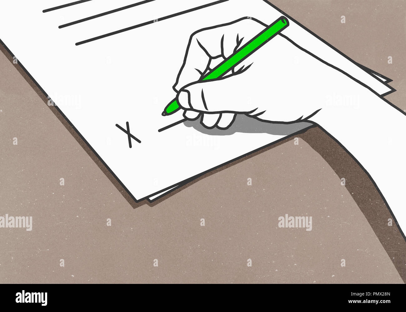 Hand signing contract Stock Photo - Alamy