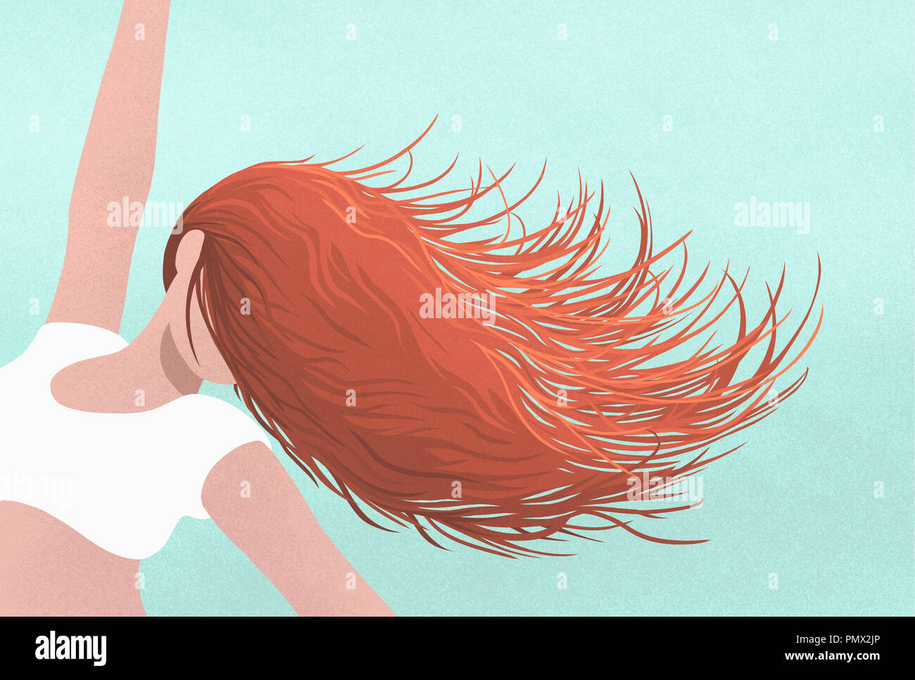 Carefree woman dancing, flipping hair over face Stock Photo - Alamy
