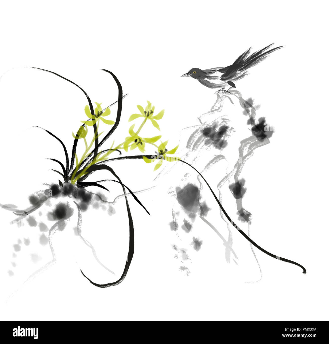 Bird chinese painting hi-res stock photography and images - Alamy