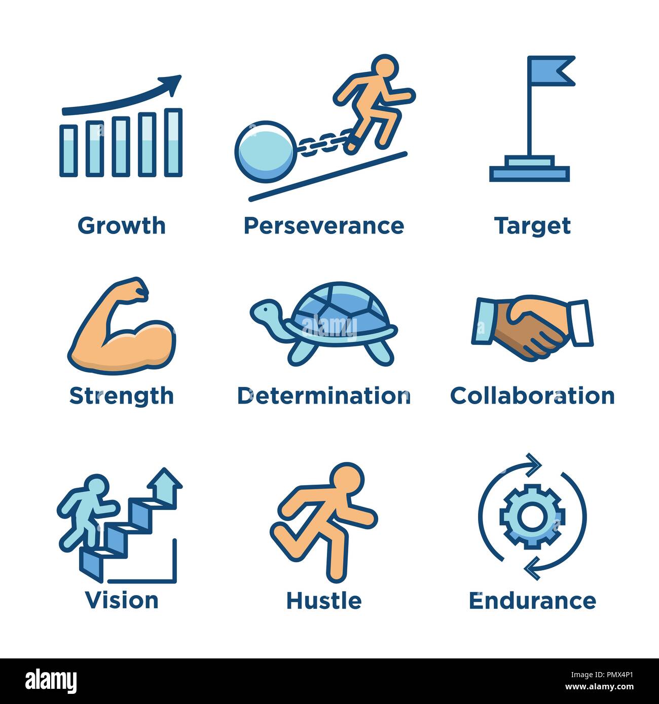 Persistence icon set - image of extreme motivation and drive set on ...