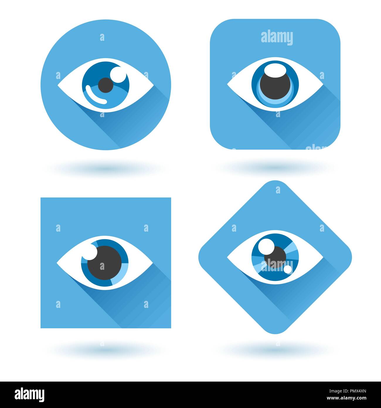 Eye blue flat icons set Stock Vector Image & Art - Alamy