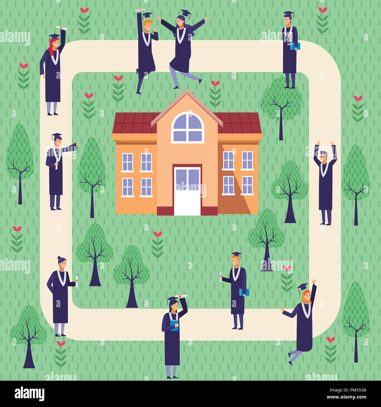 Education smiling celebrating students Stock Vector Images - Alamy