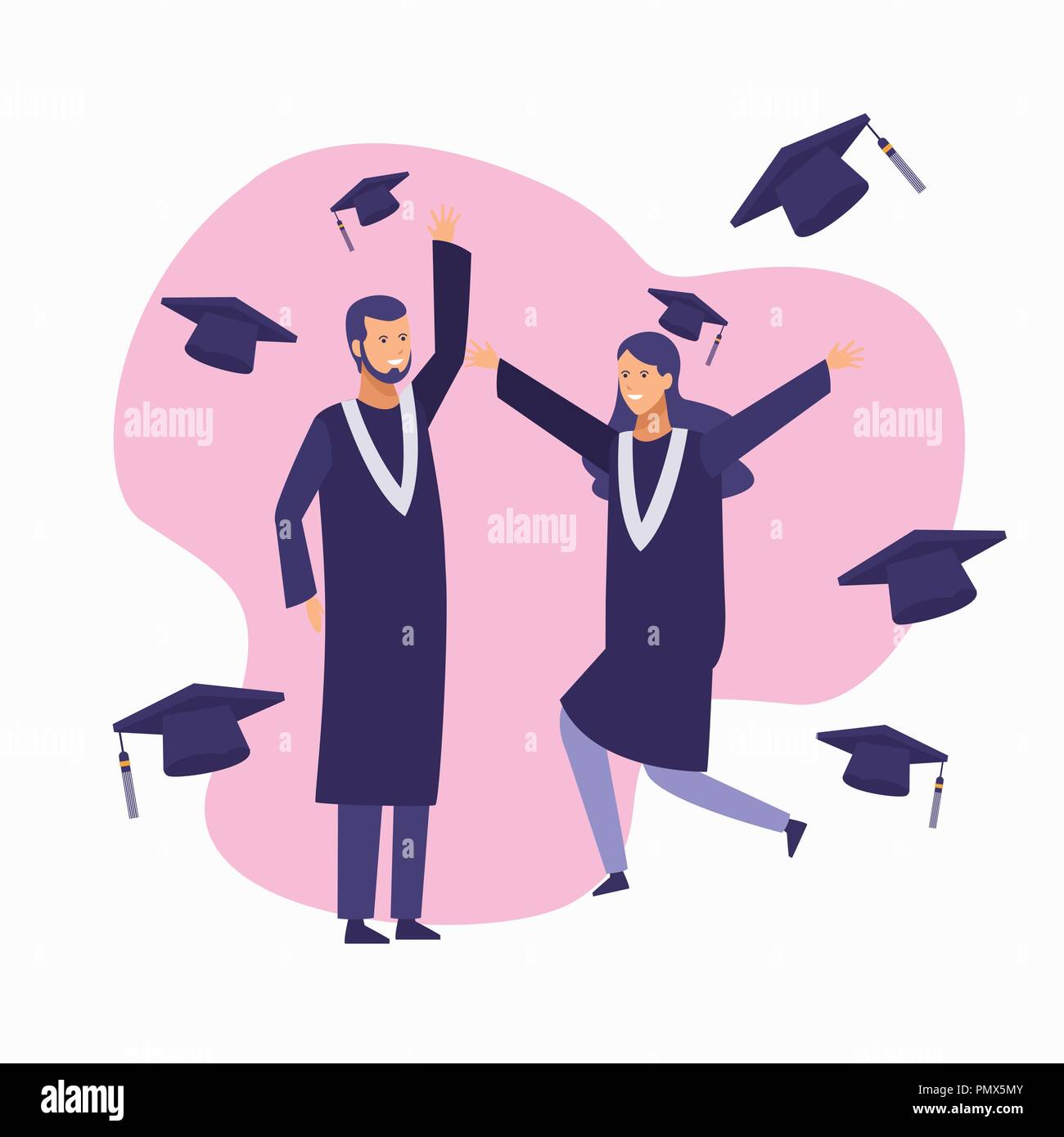 Education smiling celebrating students Stock Vector Images - Alamy