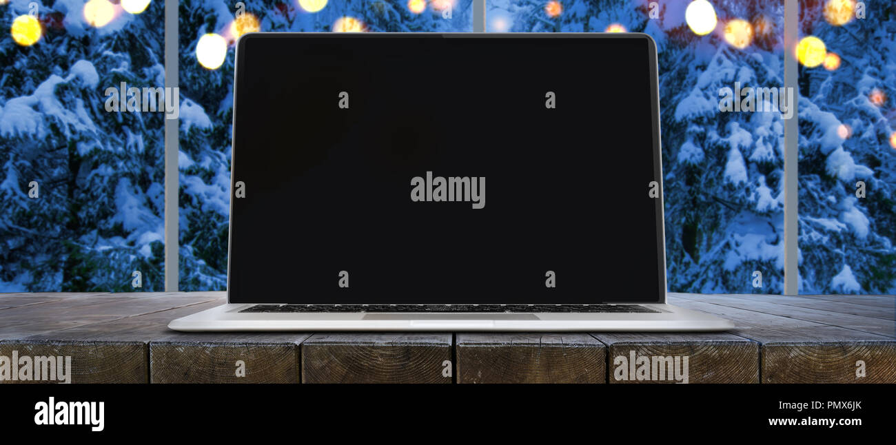 Christmas work place with panoramic view Stock Photo - Alamy