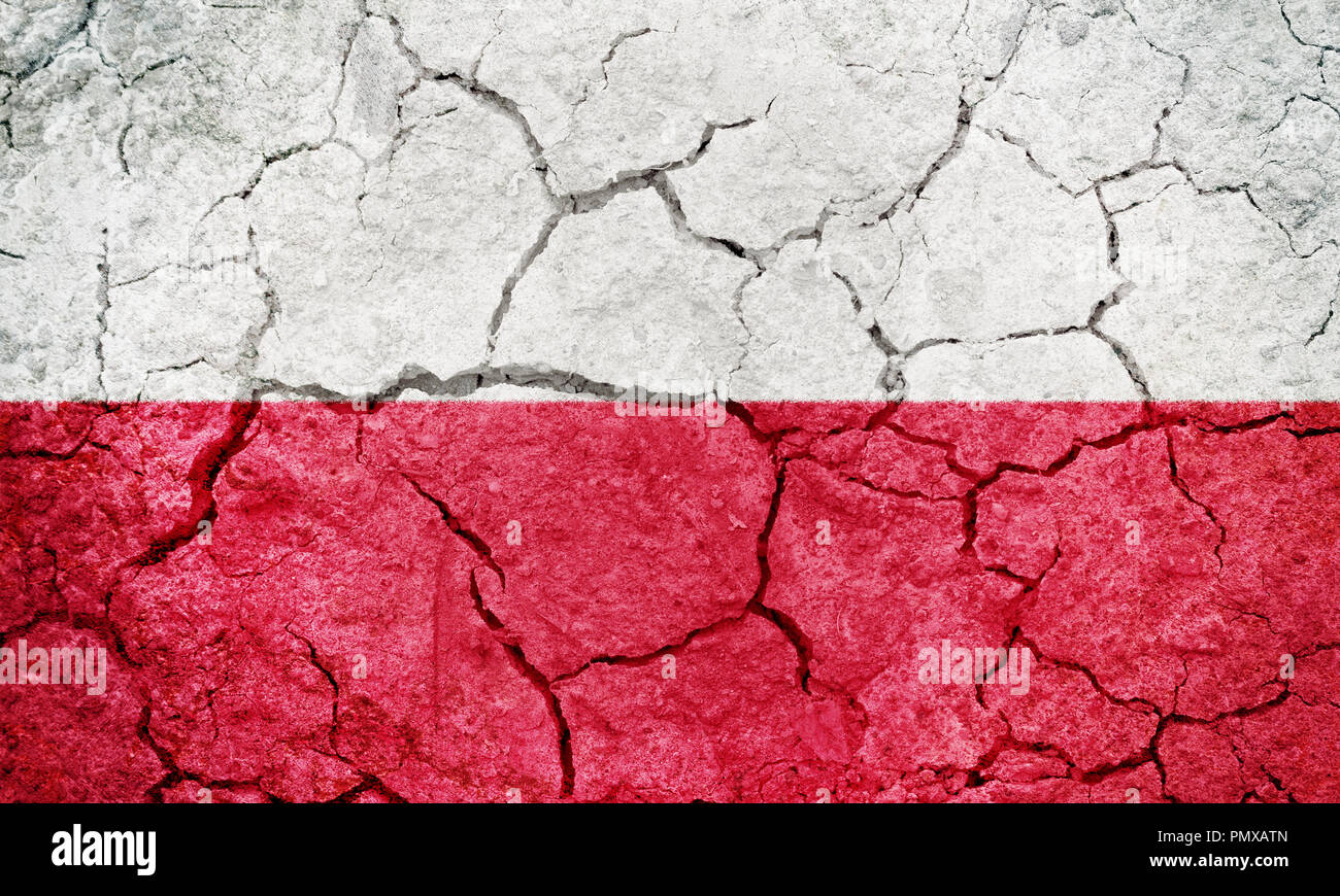 Republic of Poland flag on dry earth ground texture background Stock ...