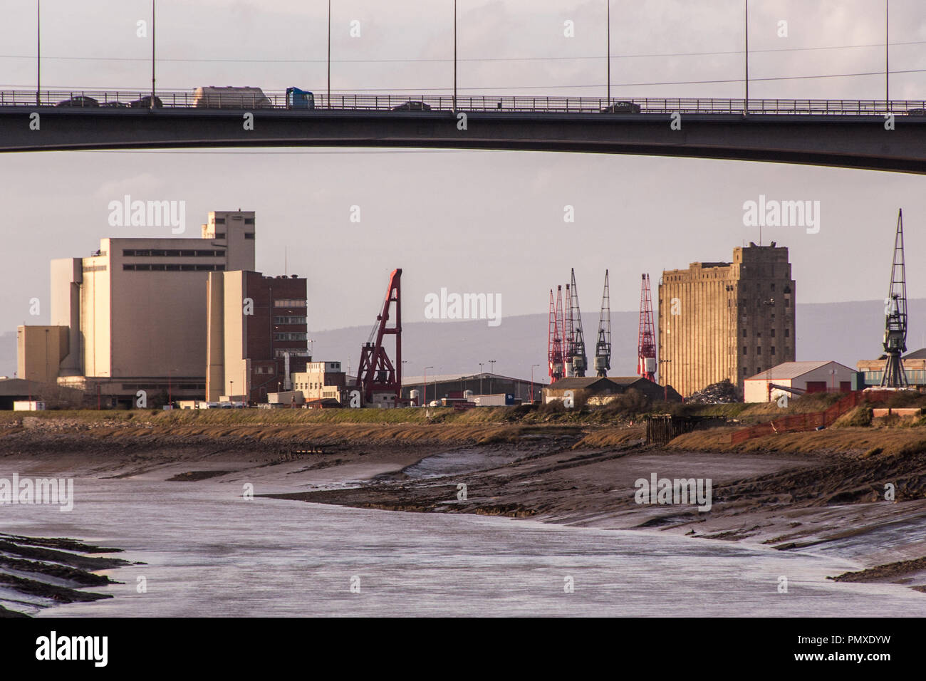 Bristol, England, UK - March 10, 2007: Traffic crosses the Avonmouth ...