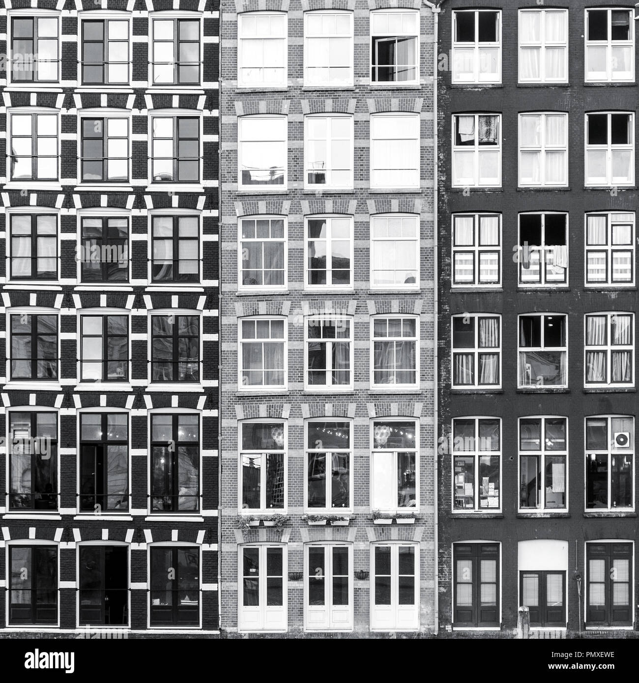 Black and white urban Amsterdam windows background Stock Photo - Alamy