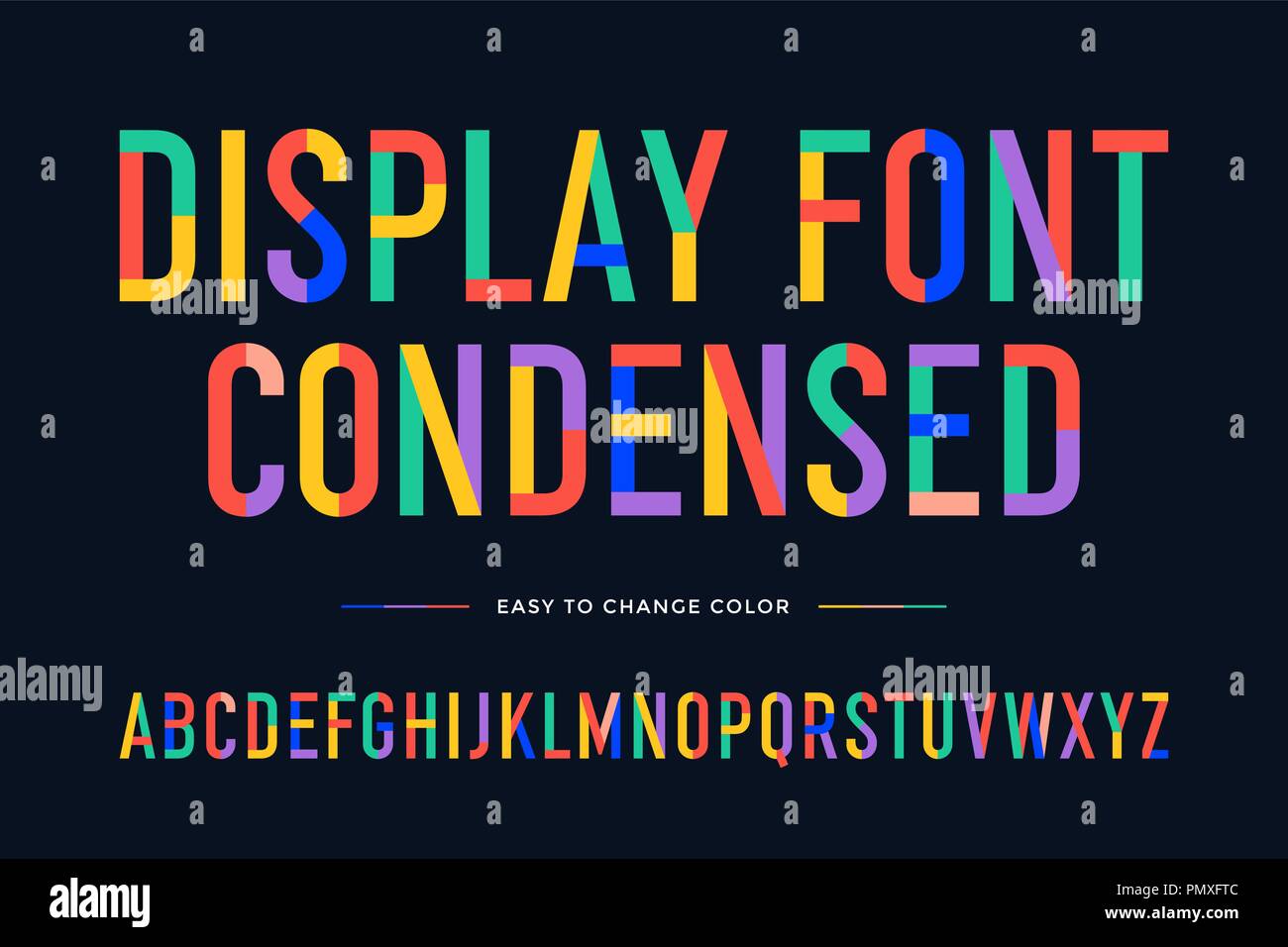 Colorful font. Colorful condensed alphabet and font Stock Vector Image ...