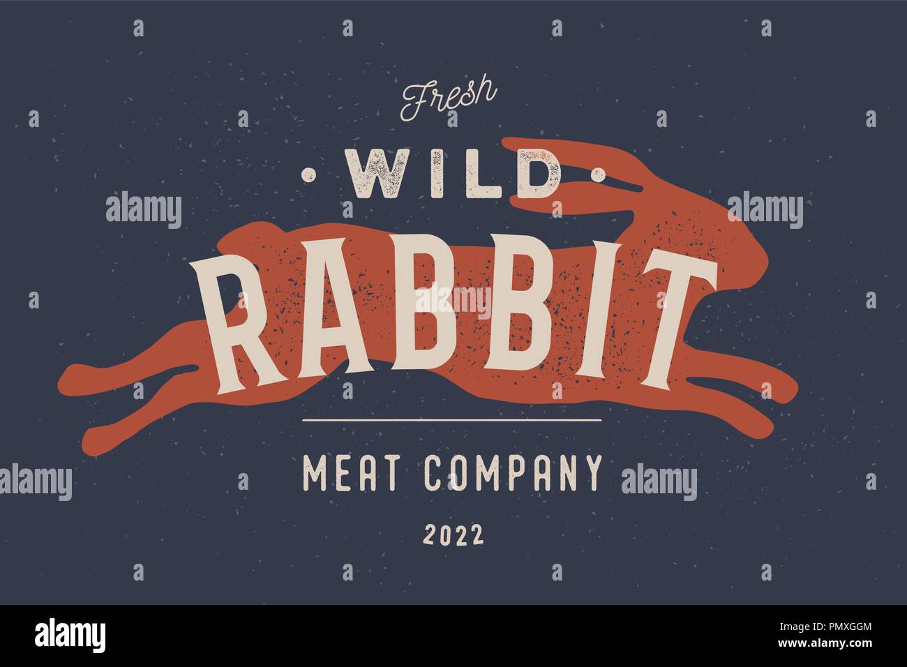 Rabbit. Vintage logo, retro print, poster for Butchery Stock Vector ...