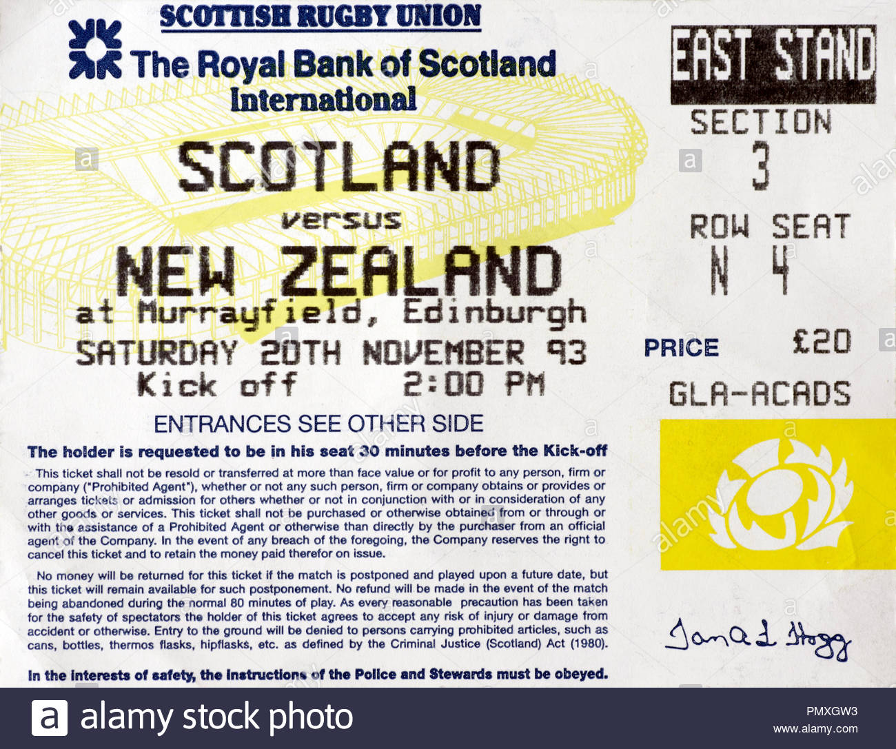 Ticket for Scotland versus New Zealand Rugby Union International at ...