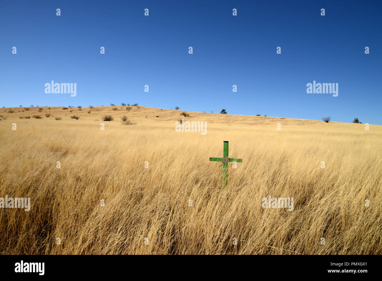 An unmarked cross in the grasslands along Gardner Canyon Road, north of ...