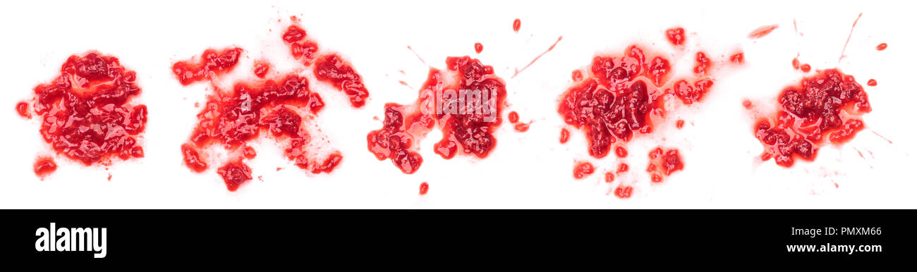 Smashed raspberries isolated on white Stock Photo - Alamy